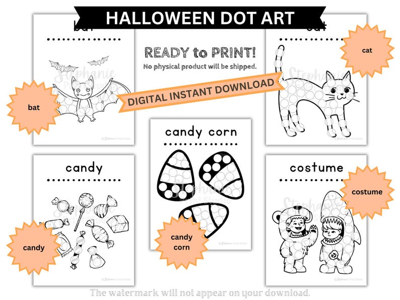 15 Halloween Dot Marker Pages Printable | DIGITAL INSTANT DOWNLOAD ...