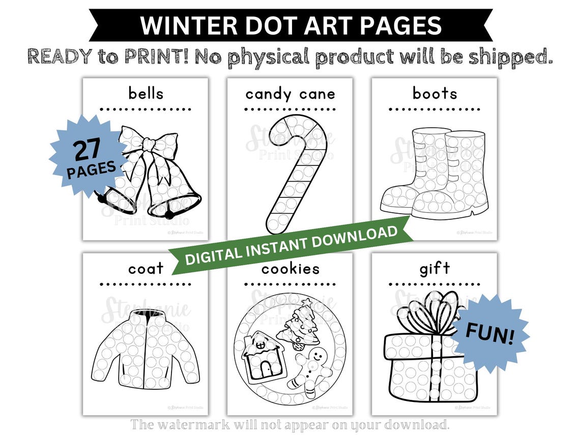 27 Winter & Christmas Theme Dot Marker Pages Printable | DIGITAL ...