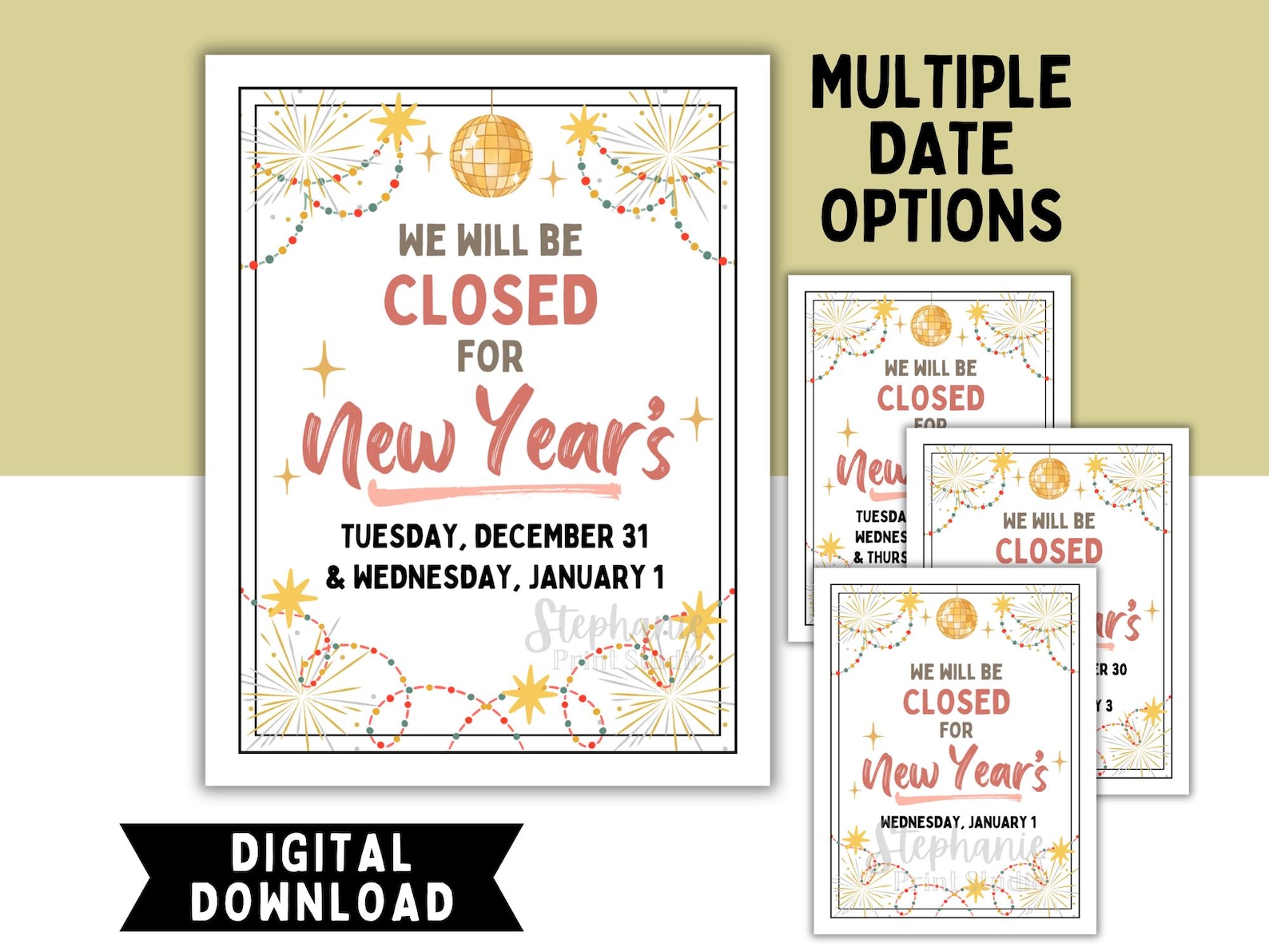 Closed for New Year's Sign Printable | DIGITAL INSTANT DOWNLOAD | New ...