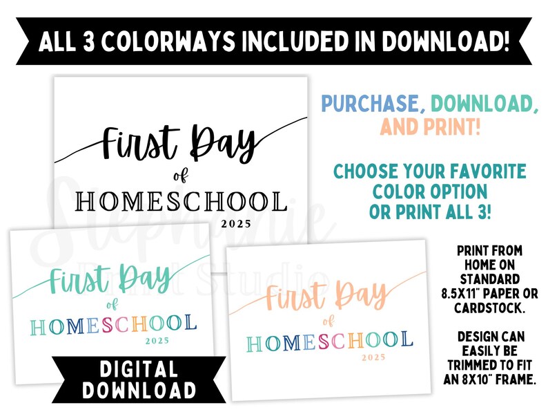 First Day of Homeschool 2025 Printable Sign | DIGITAL INSTANT DOWNLOAD ...