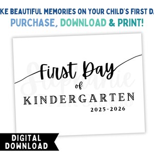 First Day of Kindergarten Printable Sign | DIGITAL INSTANT DOWNLOAD ...