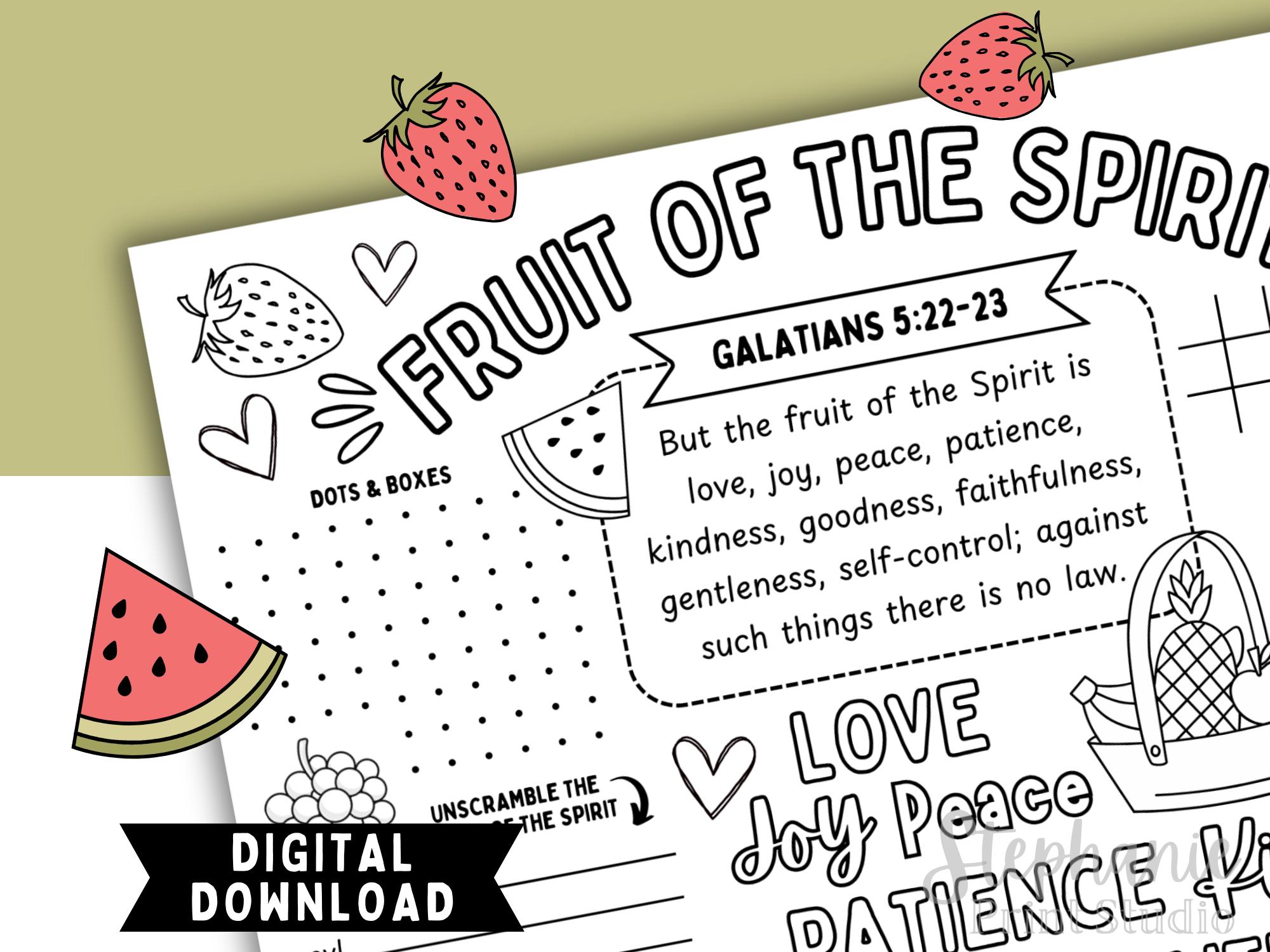 Fruit of the Spirit Coloring Activity Page Printable | DIGITAL INSTANT ...