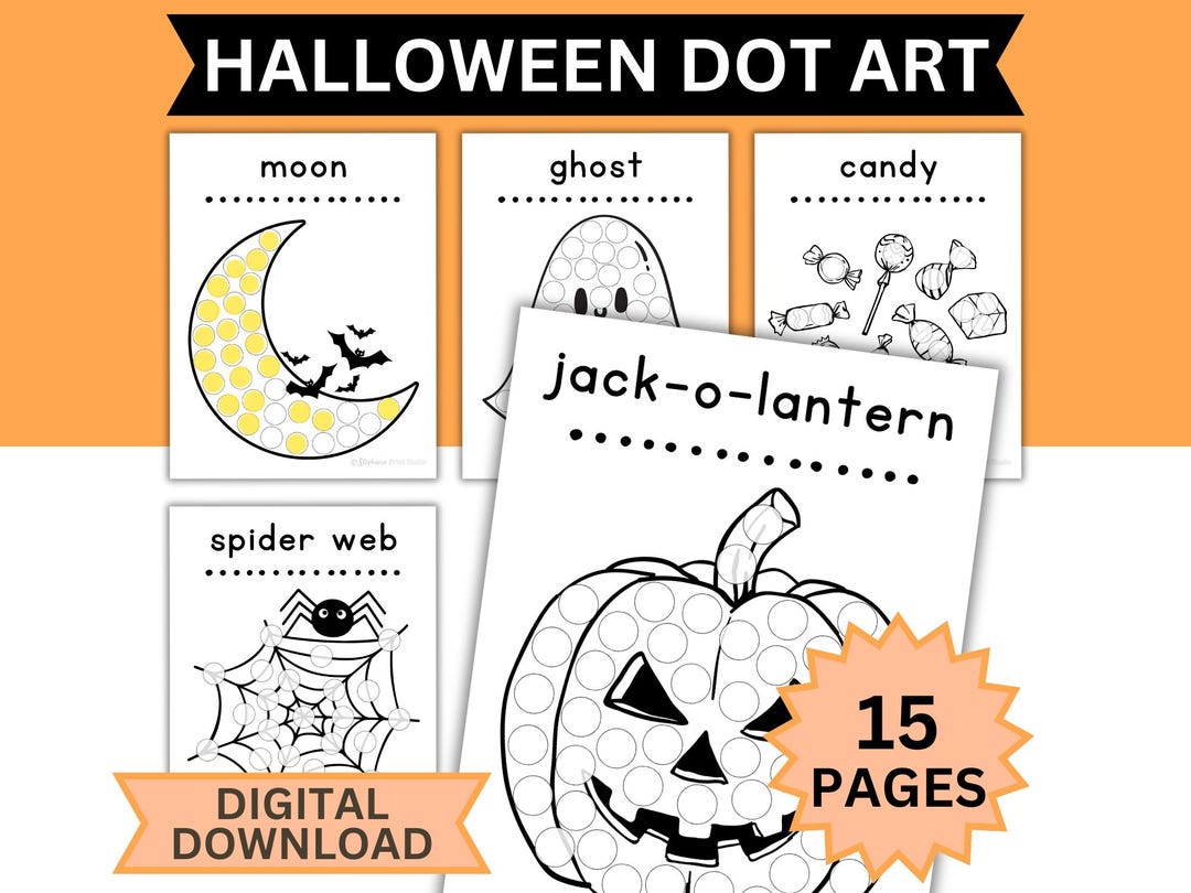 15 Halloween Dot Marker Pages Printable | DIGITAL INSTANT DOWNLOAD ...