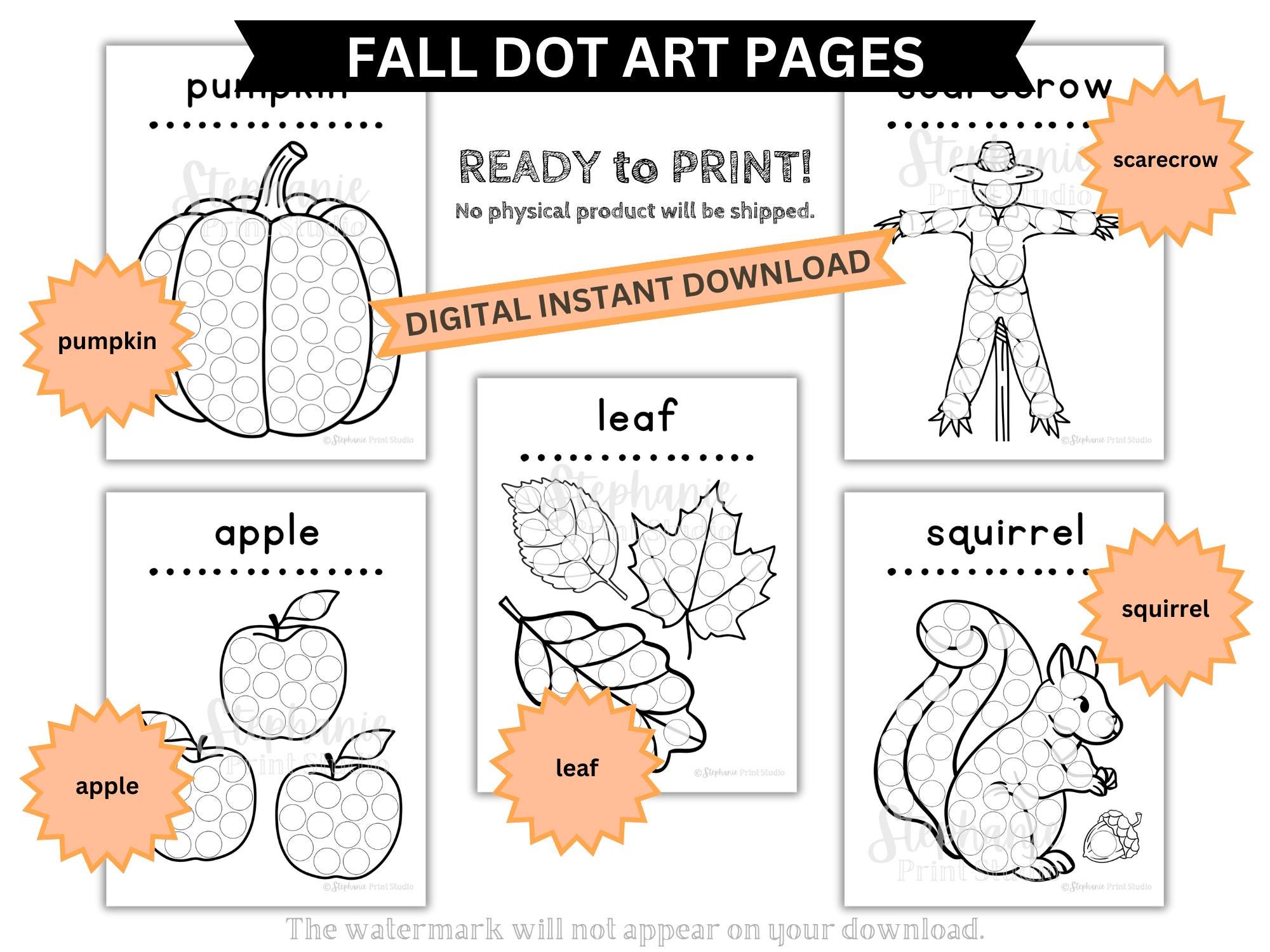 15 Fall Theme Dot Marker Pages Printable | DIGITAL INSTANT DOWNLOAD ...