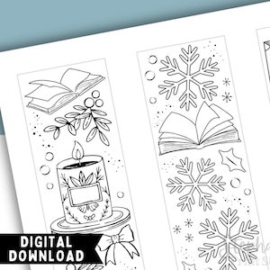 4 Winter Theme Coloring Bookmarks Printable | DIGITAL INSTANT DOWNLOAD ...