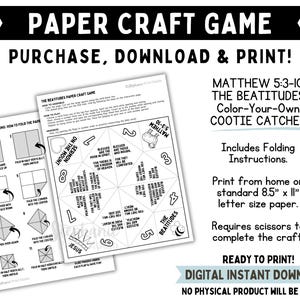 The Beatitudes Color-your-own Cootie Catcher, Paper Craft Game ...