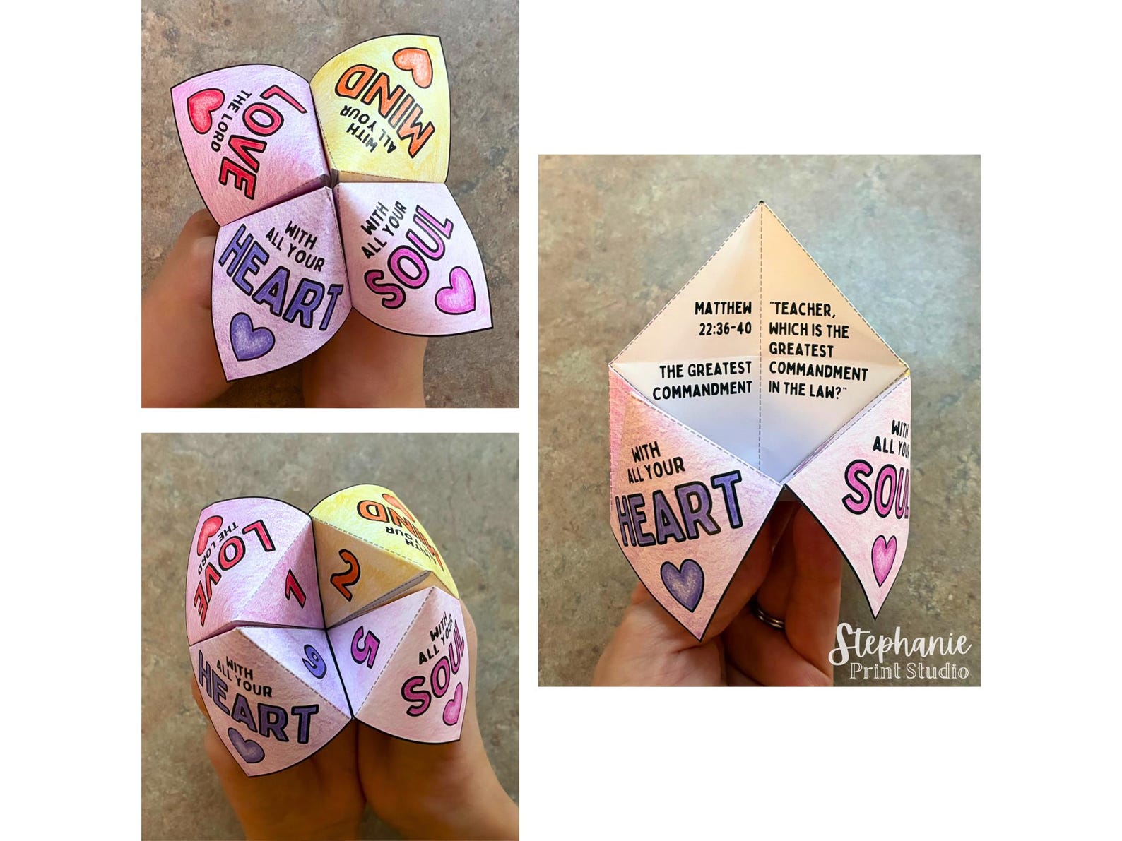 Greatest Commandment Color-your-own Cootie Catcher | Paper Craft Game ...