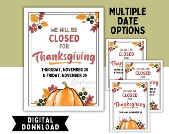 Closed for New Year's Sign Printable | DIGITAL INSTANT DOWNLOAD | New ...