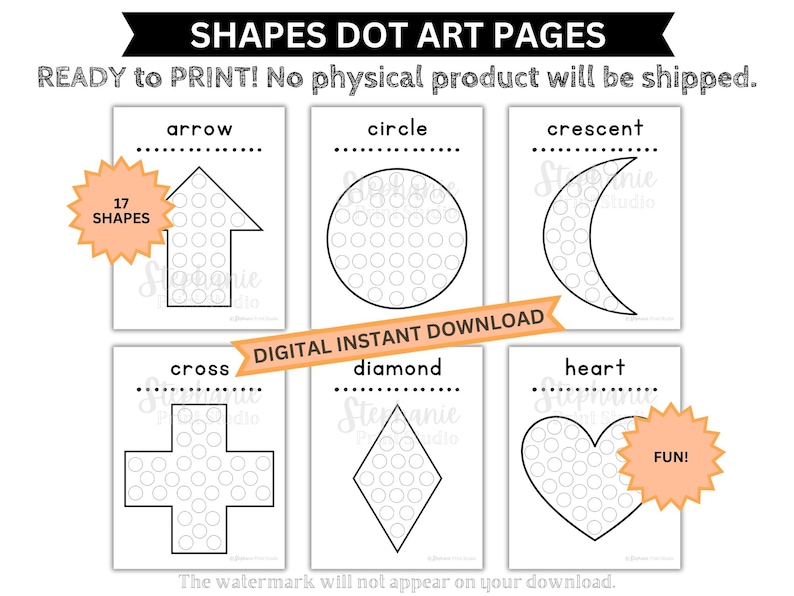 17 Shapes Dot Marker Pages Printable | DIGITAL INSTANT DOWNLOAD | Kids ...
