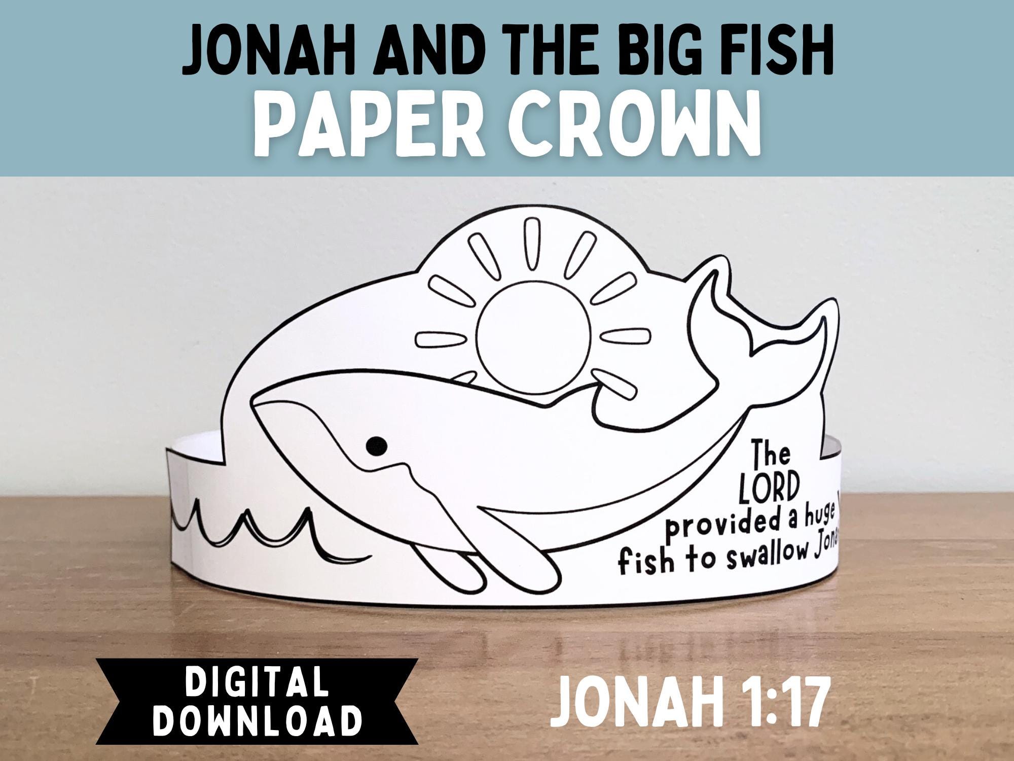 Jonah and the Big Fish Paper Crown Printable + Dot Art Page | DIGITAL ...