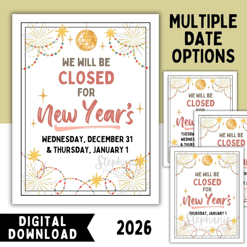 New Years Banners Template - Etsy