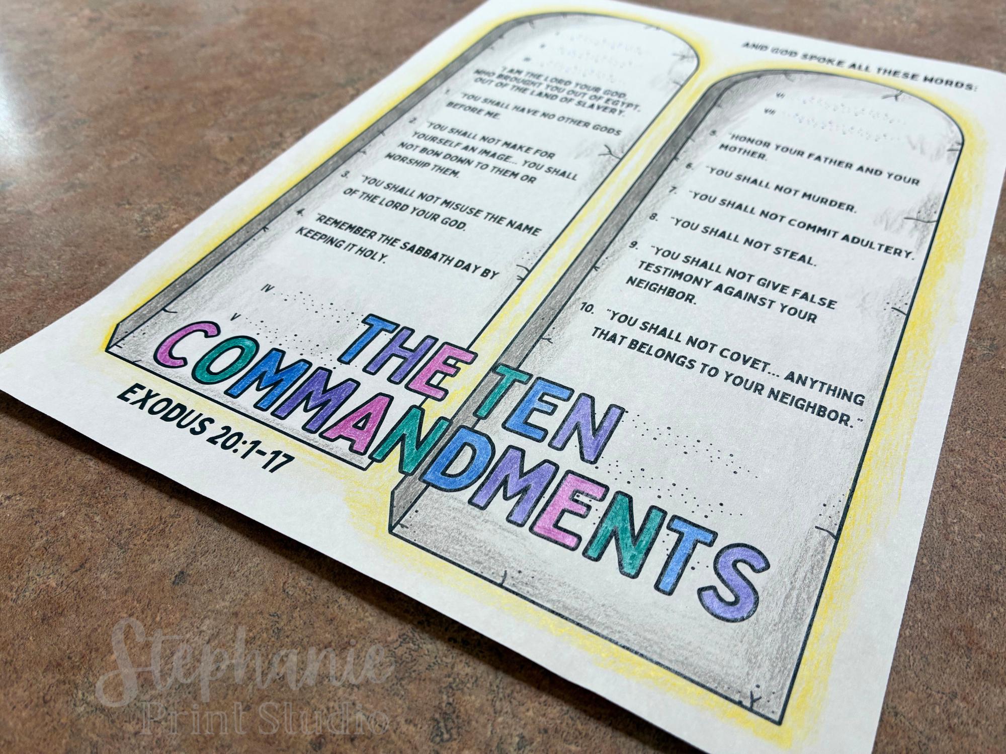 Ten Commandments Folding Surprise Printable, Exodus 20:1-17 Coloring ...