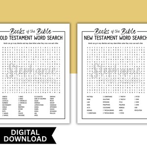 Books of the Bible Word Search Printable- Old Testament & New Testament ...