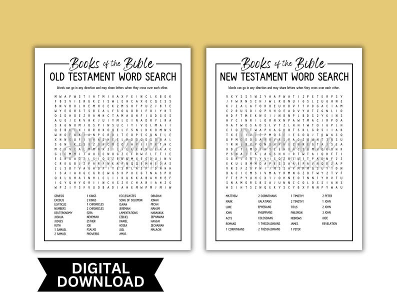 Books of the Bible Word Search Printable- Old Testament & New Testament ...