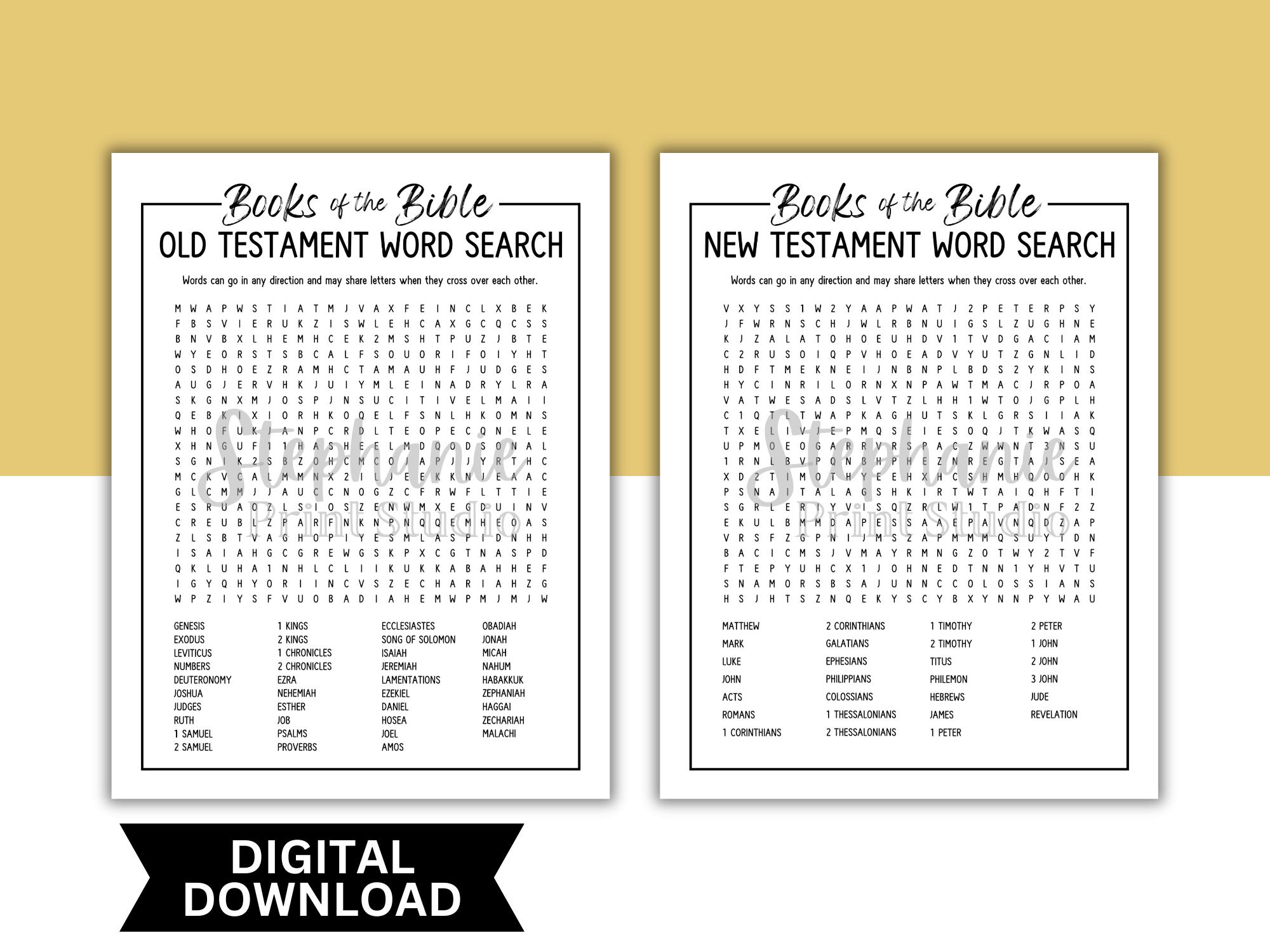 Books of the Bible Word Search Printable- Old Testament & New Testament ...