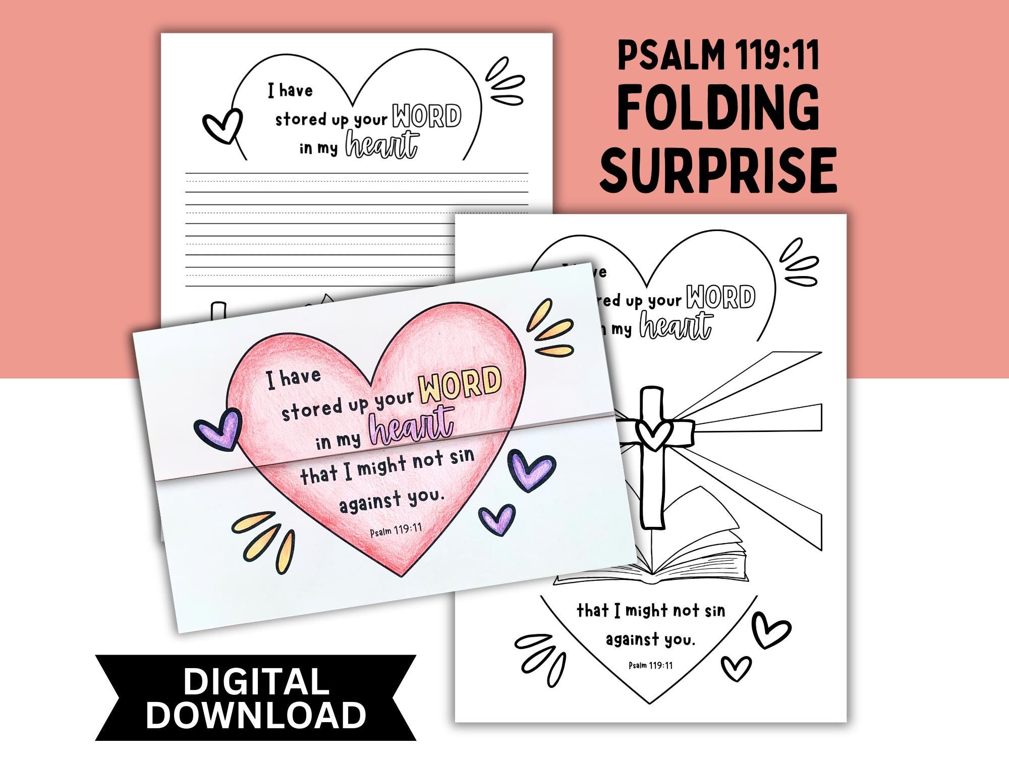 Psalm 119:11 Folding Surprise Printable, Stored up Your Word in My ...