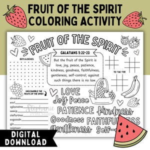 Fruit of the Spirit Coloring Activity Page Printable | Galatians 5:22 ...