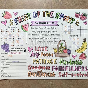 Fruit of the Spirit Coloring Activity Page Printable | DIGITAL INSTANT ...