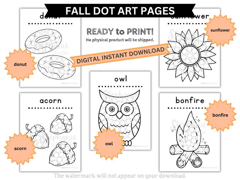 15 Fall Theme Dot Marker Pages Printable | DIGITAL INSTANT DOWNLOAD ...