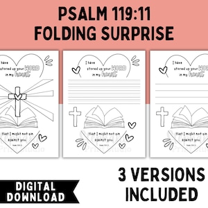 Psalm 119:11 Folding Surprise Printable, Stored up Your Word in My ...