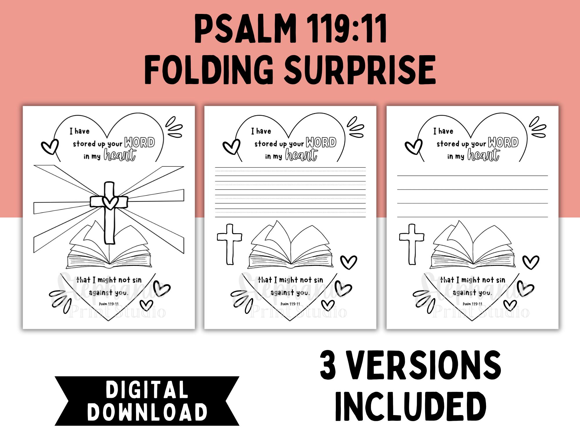 Psalm 119:11 Folding Surprise Printable, Stored up Your Word in My ...