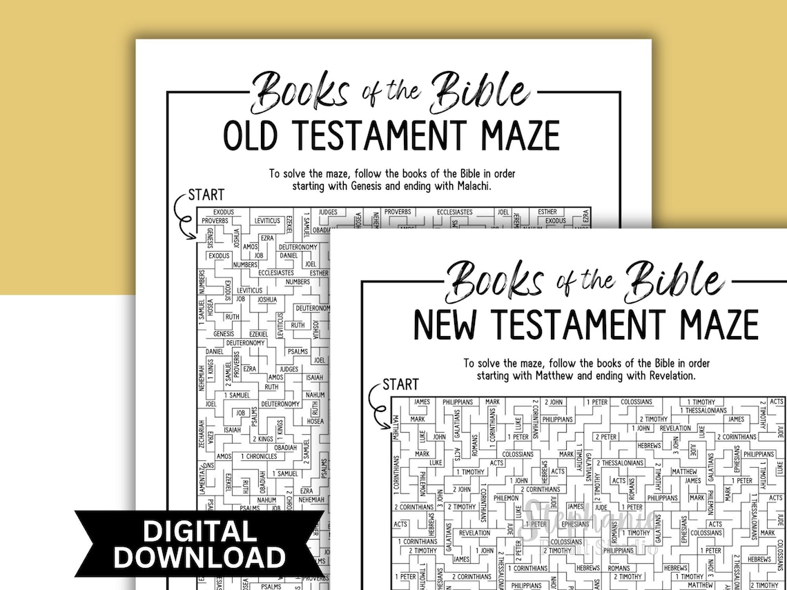 Books of the Bible Mazes Printable- Old Testament Maze & New Testament ...