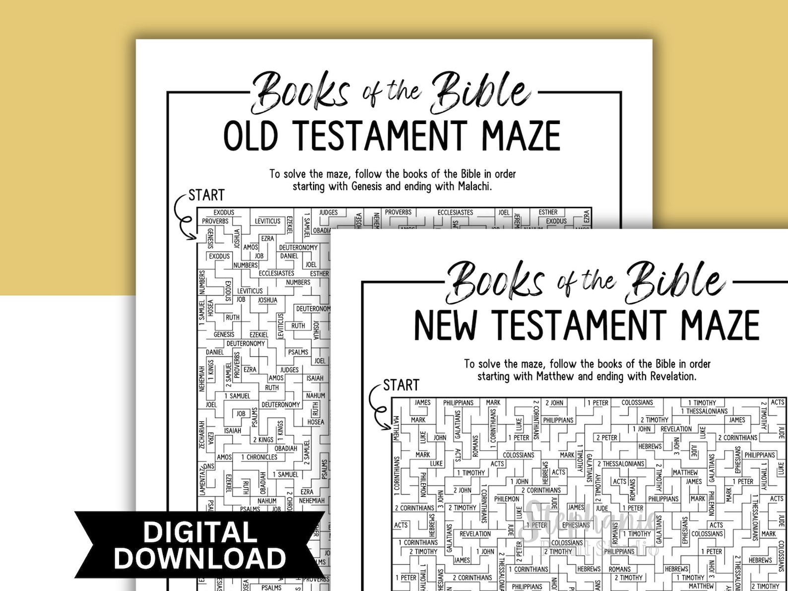 Books of the Bible Mazes Printable- Old Testament Maze & New Testament ...