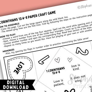 1 Corinthians 13 Paper Craft Game Printable, Color-your-own Cootie ...