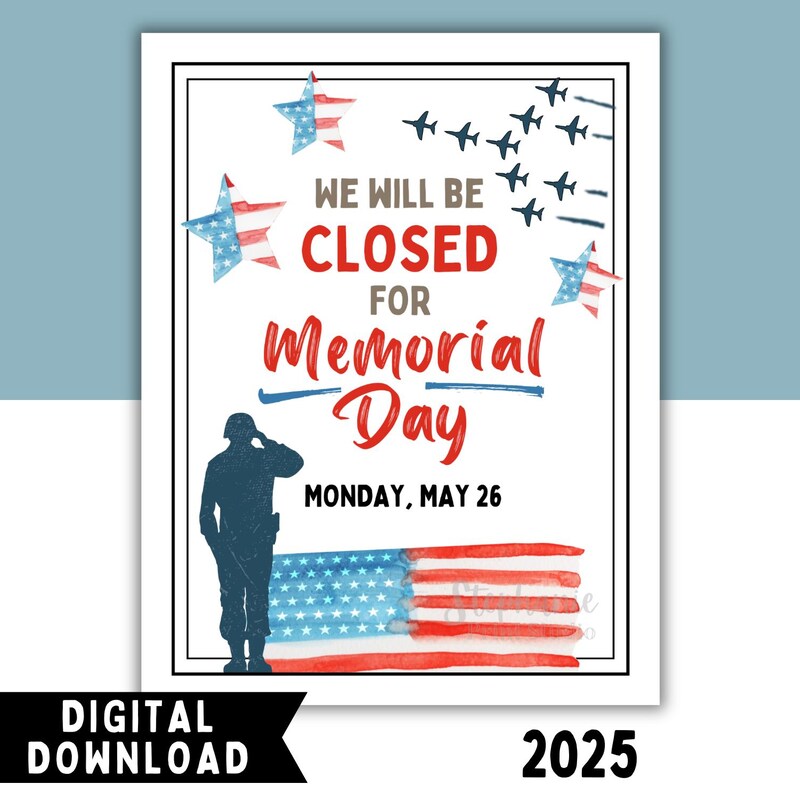Memorial Day Business Closed Sign - Etsy
