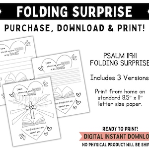 Psalm 119:11 Folding Surprise Printable, Stored up Your Word in My ...