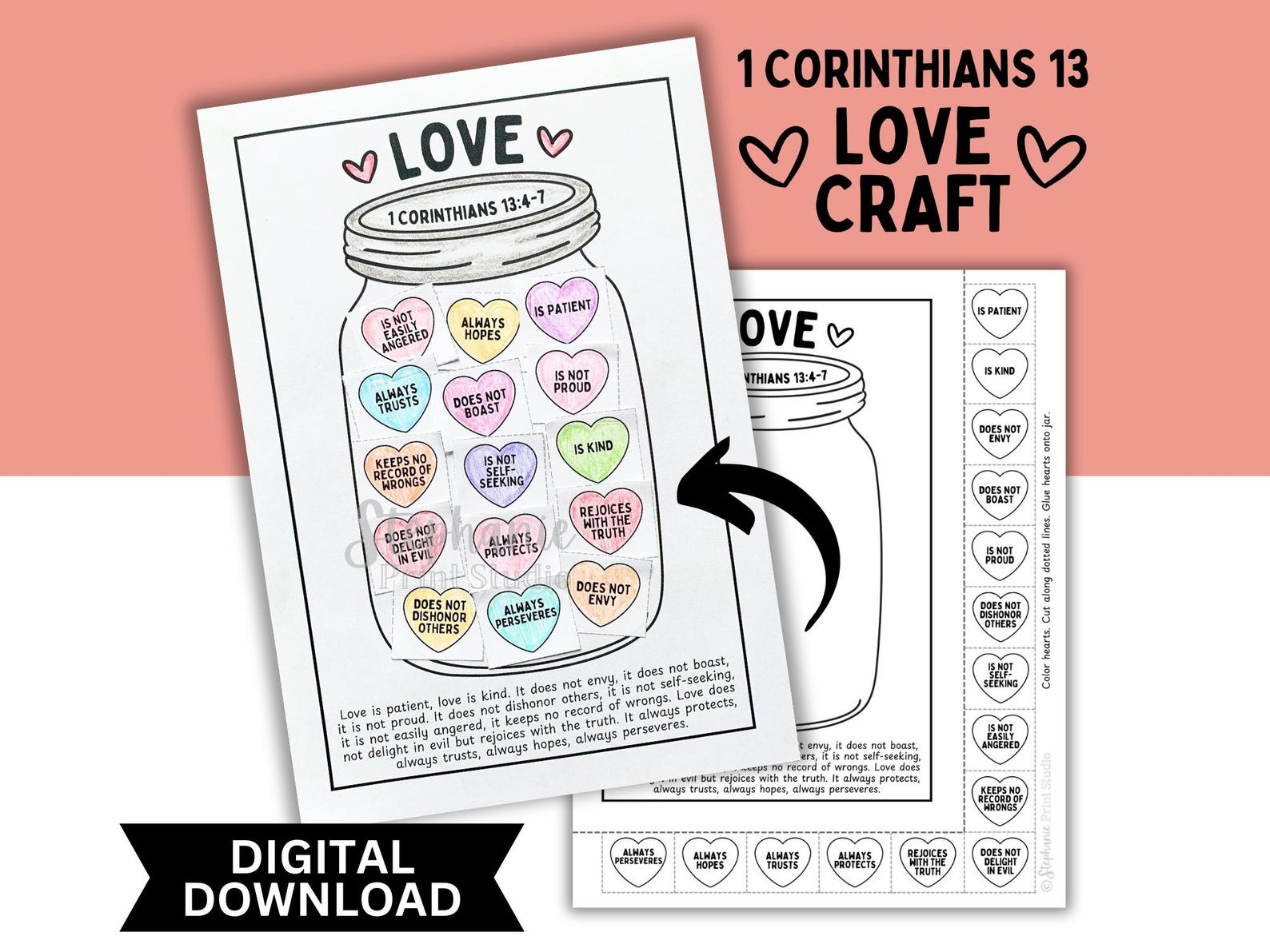 Love Is... Hearts Craft Printable, | DIGITAL INSTANT DOWNLOAD | 1 ...