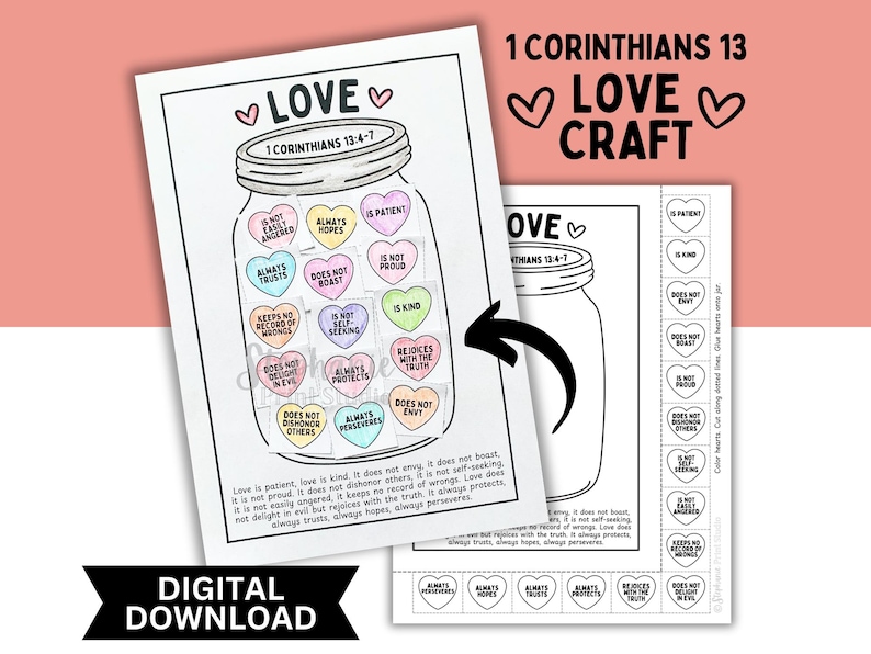 Love Is... Hearts Craft Printable, | DIGITAL INSTANT DOWNLOAD | 1 ...