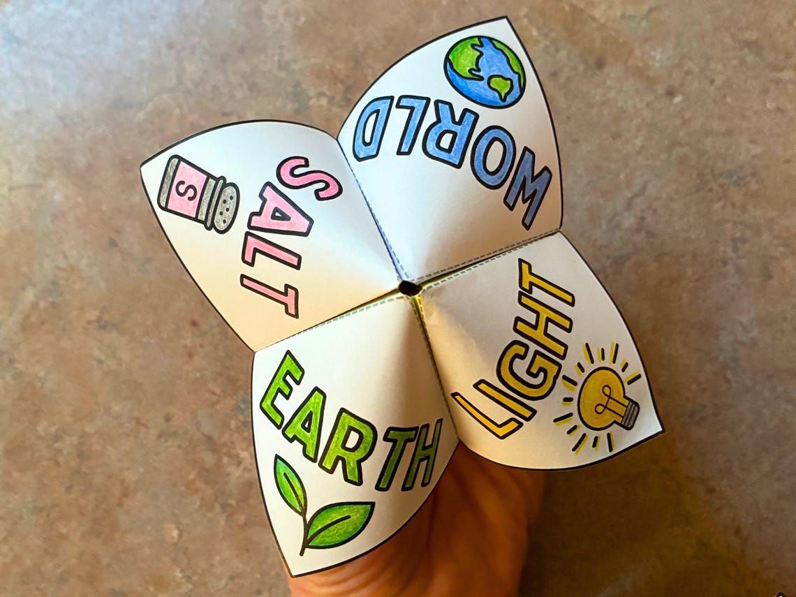 Salt & Light Color-your-own Cootie Catcher | Matthew 5:13-16 Bible ...