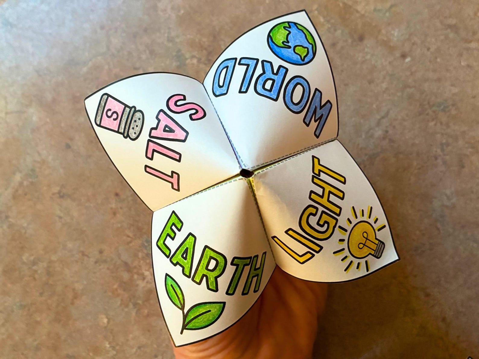 Salt & Light Color-your-own Cootie Catcher | Matthew 5:13-16 Bible ...