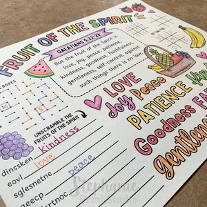 Fruit of the Spirit Coloring Activity Page Printable | Galatians 5:22 ...