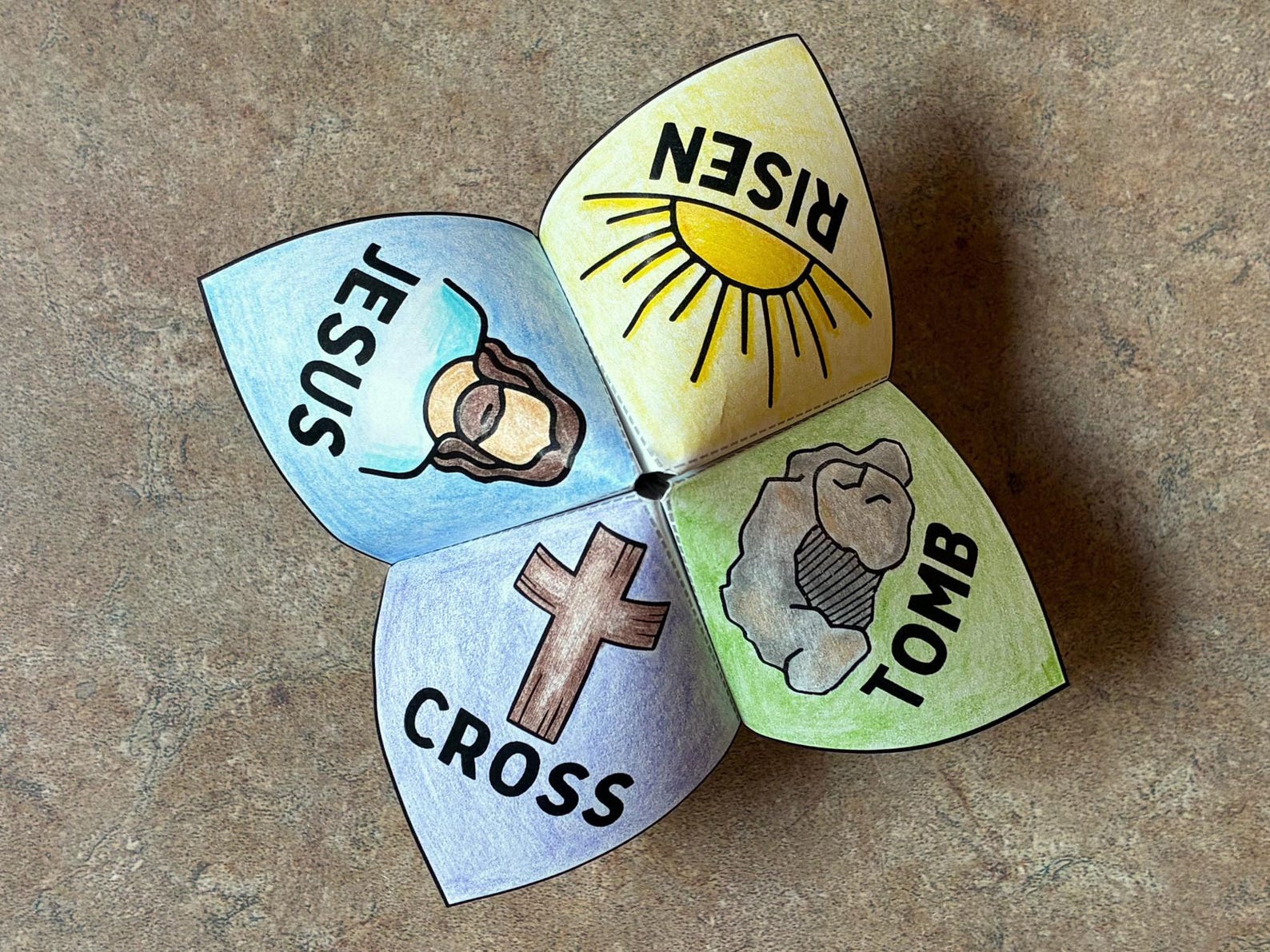 Jesus Has Risen Color-your-own Cootie Catcher | Matthew 28:1-9 Bible ...