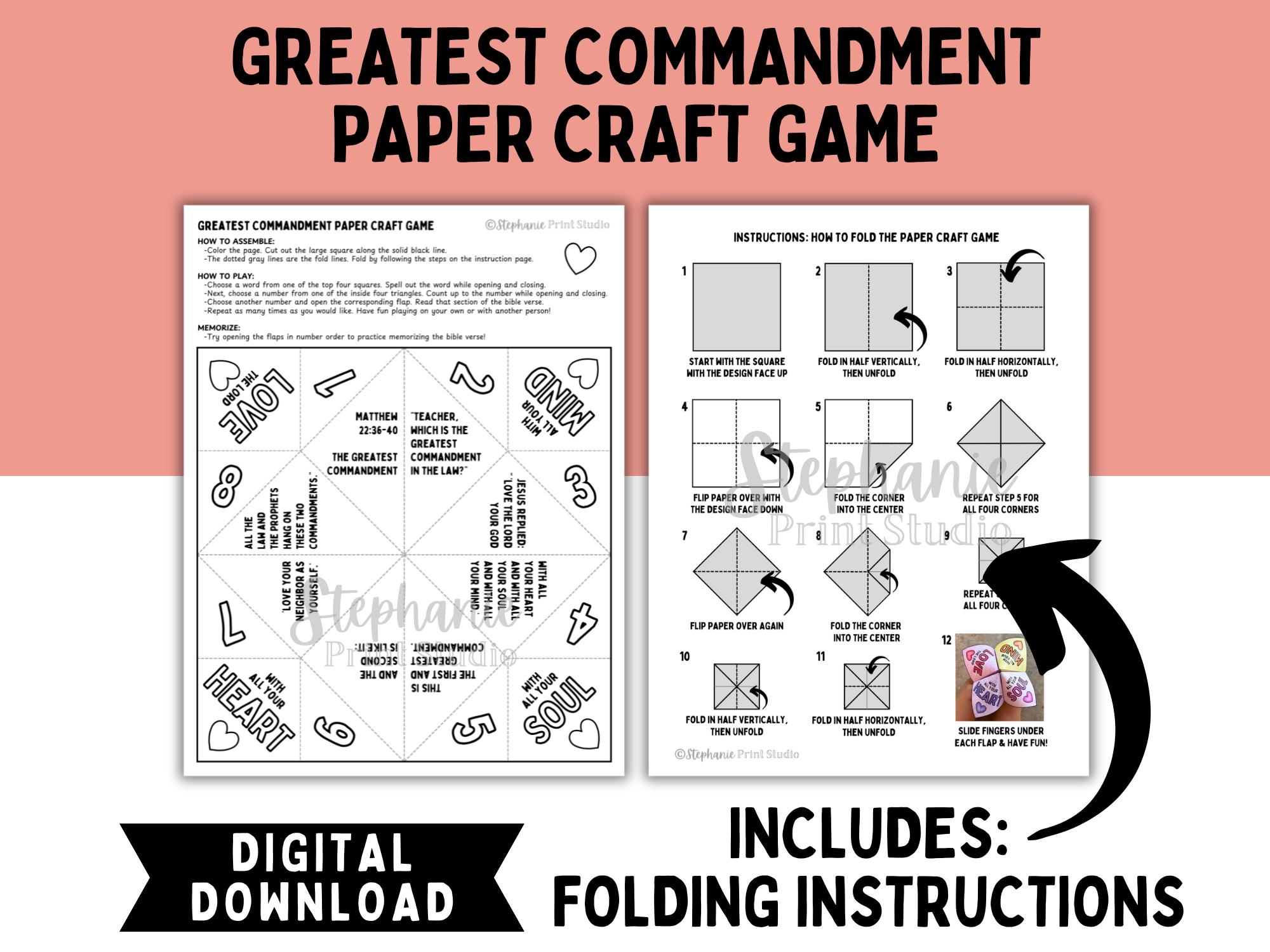 Greatest Commandment Color-your-own Cootie Catcher | Paper Craft Game ...