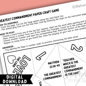 Greatest Commandment Color-your-own Cootie Catcher | Paper Craft Game ...