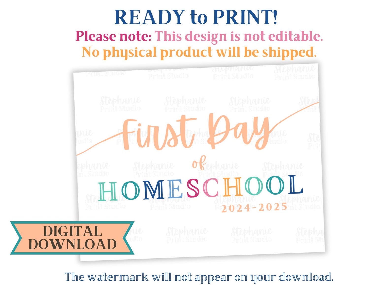 First Day of Homeschool Printable Sign DIGITAL INSTANT DOWNLOAD, First ...