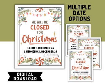 Closed for New Year's Sign Printable | DIGITAL INSTANT DOWNLOAD | New ...