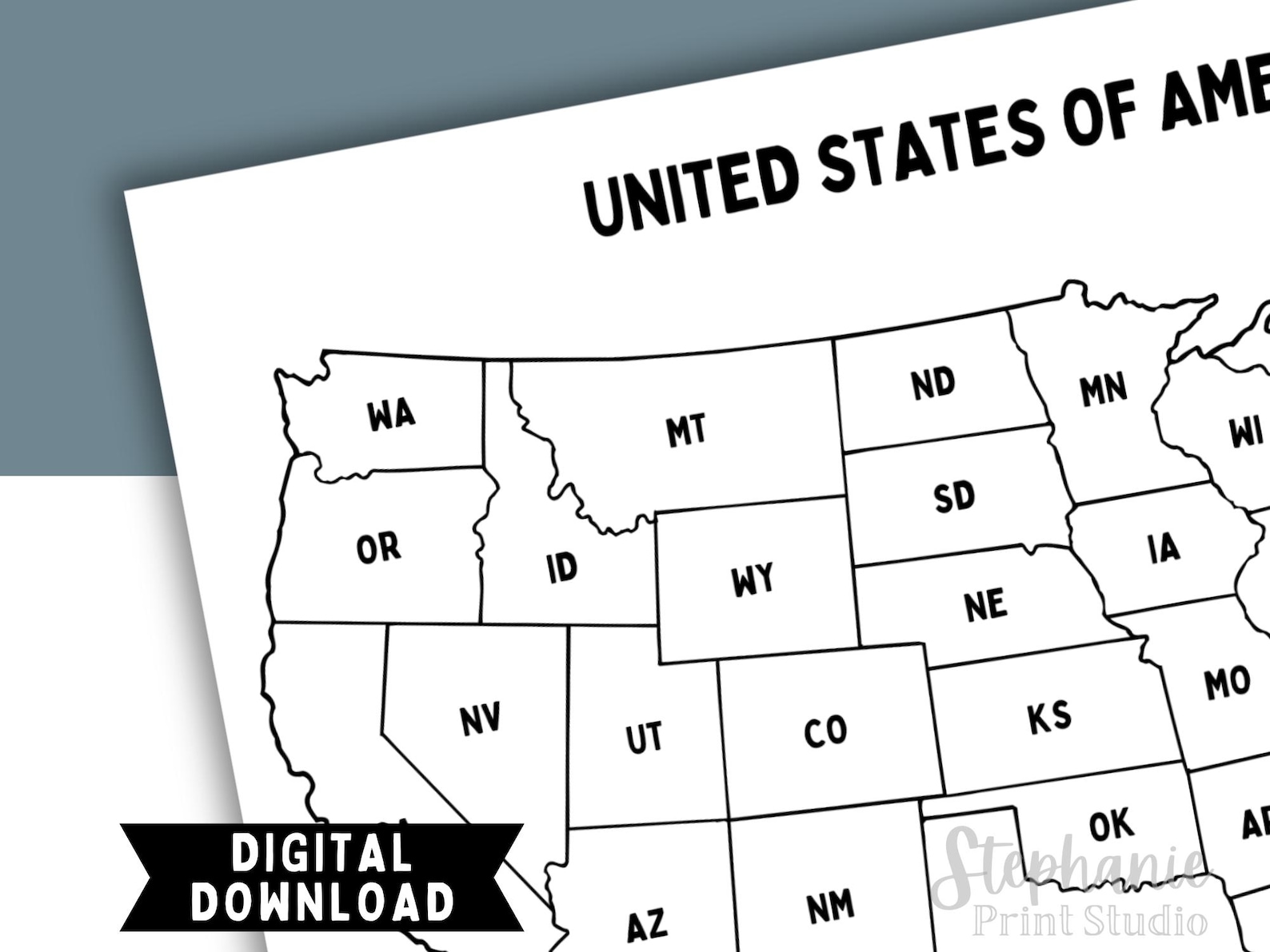 3 USA Maps Printable, United States of America Maps | Digital Instant ...