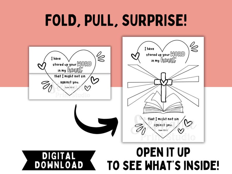 Psalm 119:11 Folding Surprise Printable, Stored up Your Word in My ...