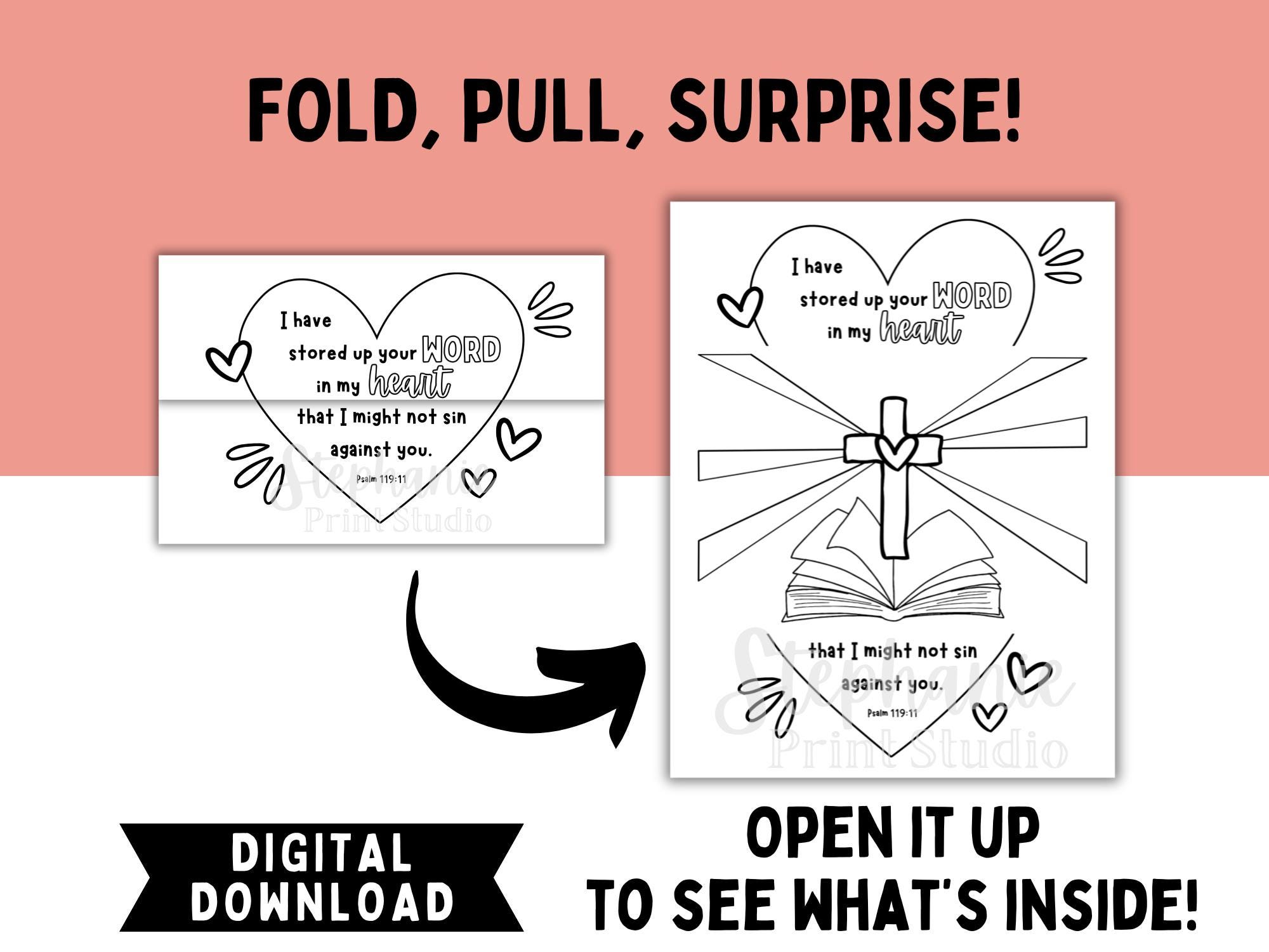 Psalm 119:11 Folding Surprise Printable, Stored up Your Word in My ...