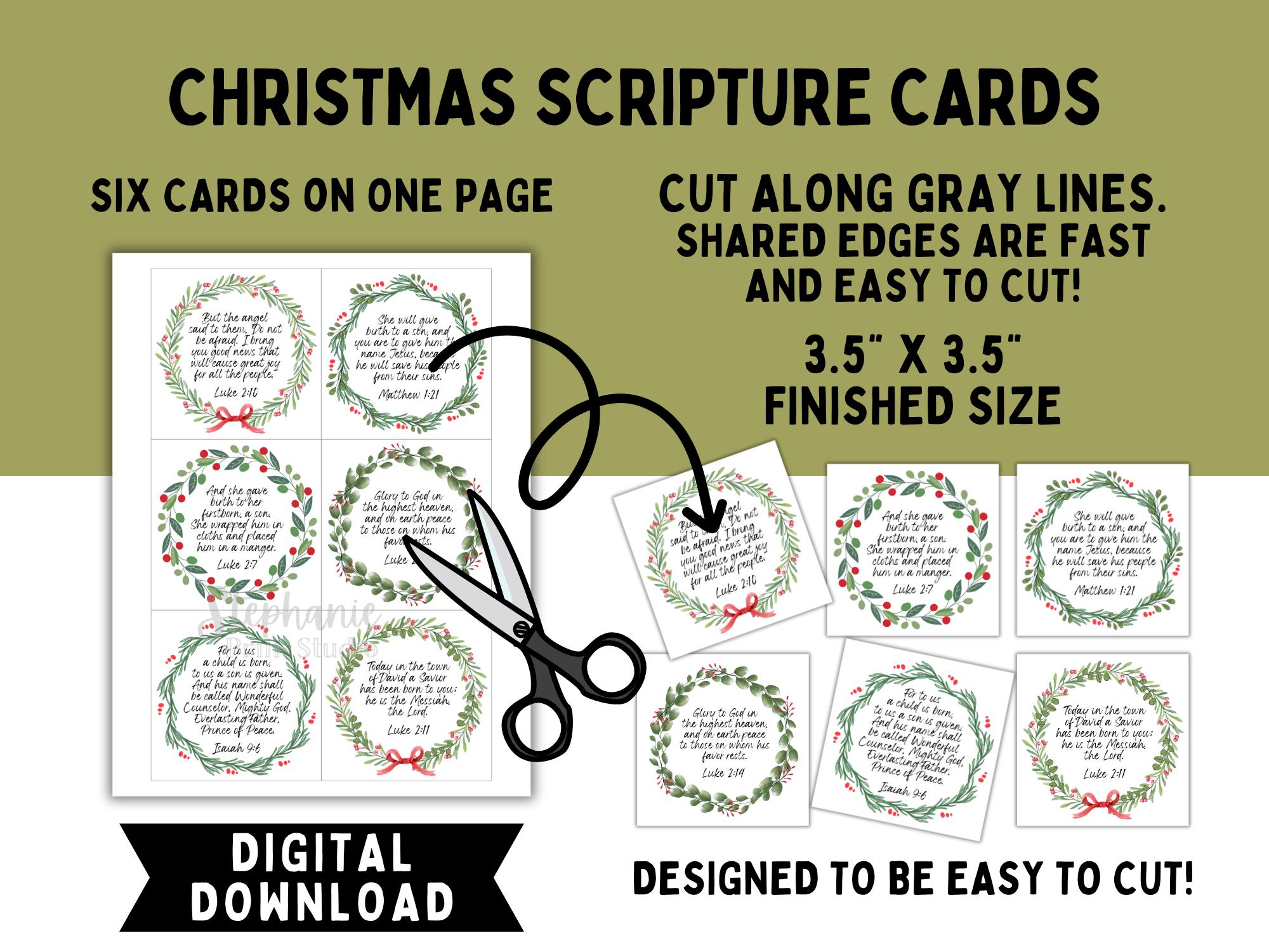 6 Christmas Scripture Cards Printable | DIGITAL INSTANT DOWNLOAD | 3.5 ...