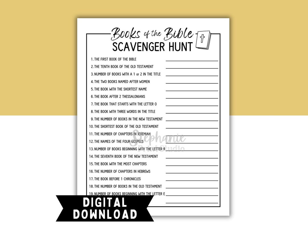 Books of the Bible Scavenger Hunt Printable | Old & New Testament ...