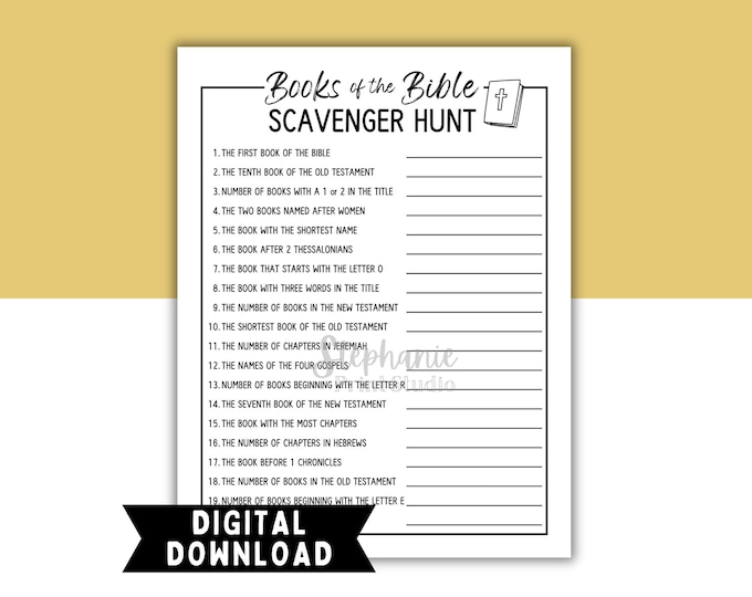 Books of the Bible Scavenger Hunt Printable | Old & New Testament ...