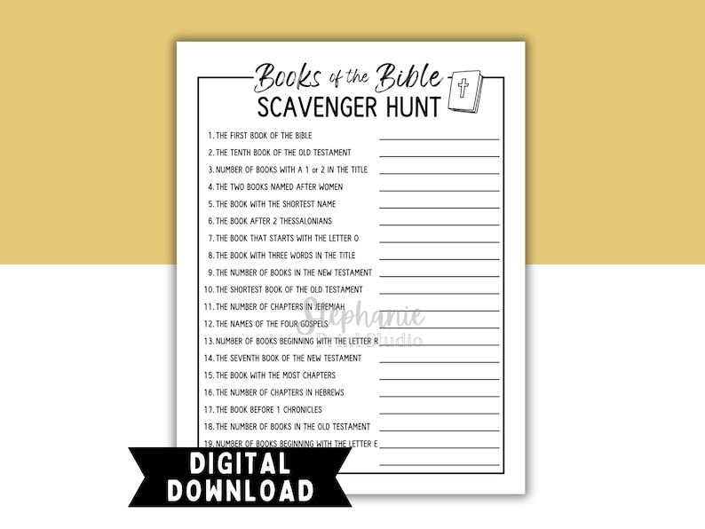 Books of the Bible Scavenger Hunt Printable | Old & New Testament ...