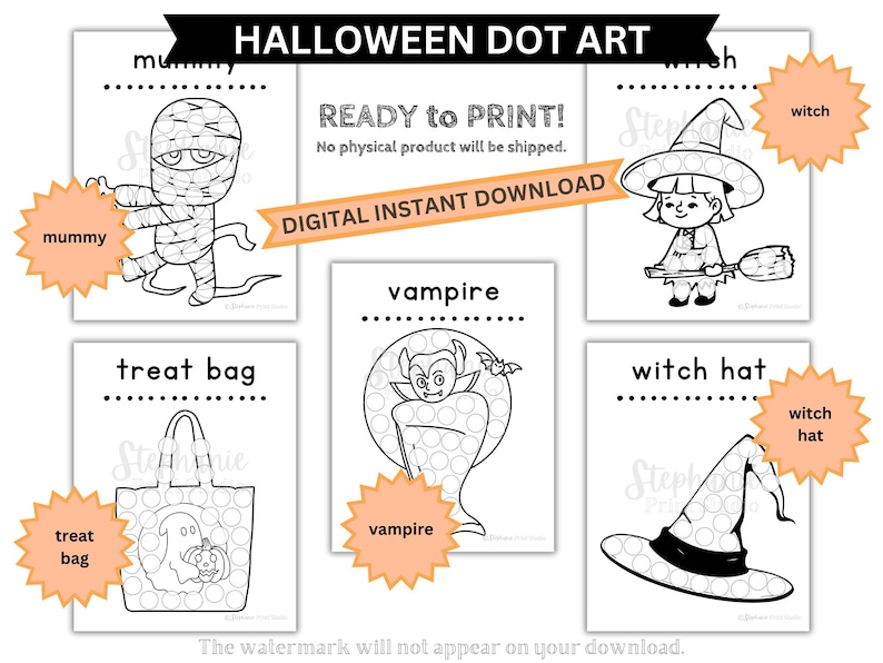 15 Halloween Dot Marker Pages Printable | DIGITAL INSTANT DOWNLOAD ...