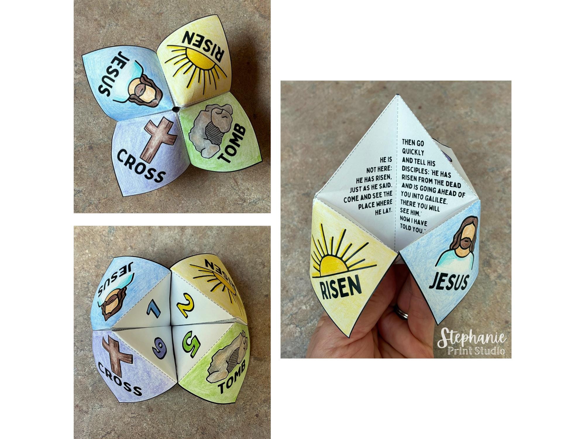 Jesus Has Risen Color-your-own Cootie Catcher | Matthew 28:1-9 Bible ...