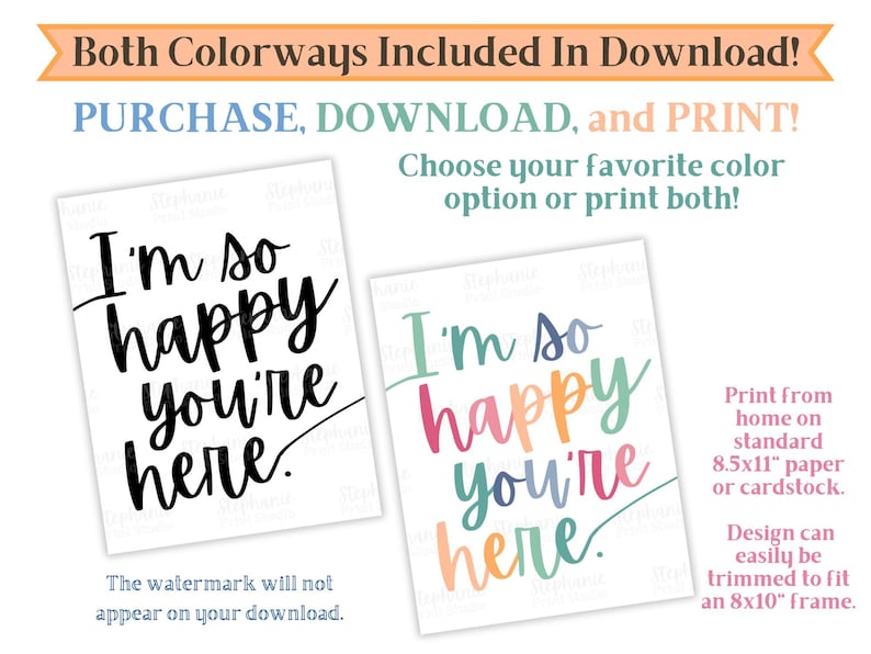 I'm so Happy You're Here Printable | Welcome Sign | Wall Decor for Home ...